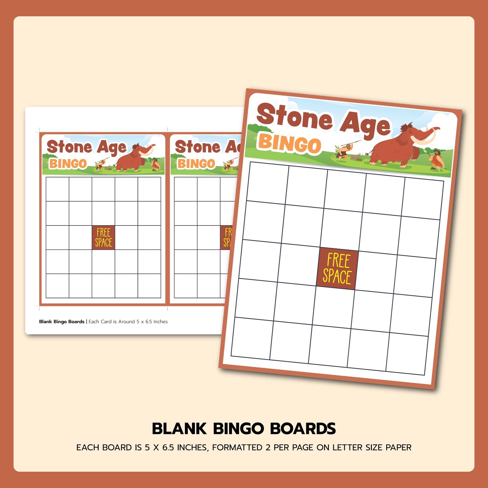 Stone Age Bingo Game: Prehistoric Classroom Activity (printable PDF - Etsy