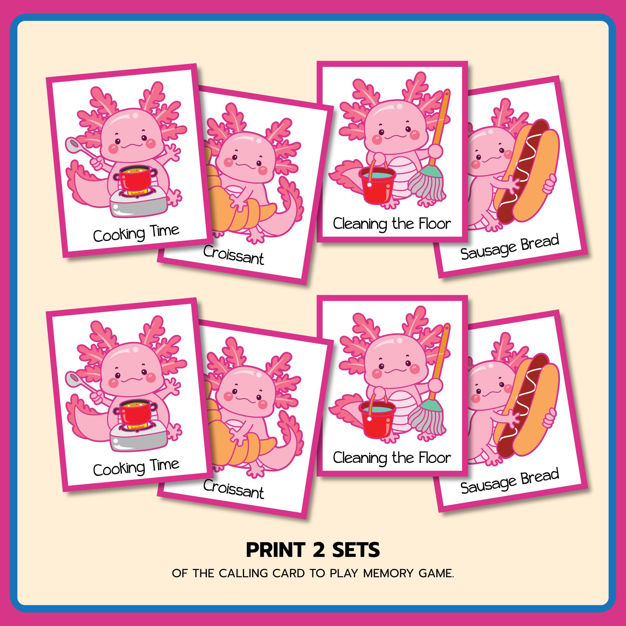 Axolotl Bingo & Memory Game Set 2 – Kids Printable Activity (PDF) - Etsy