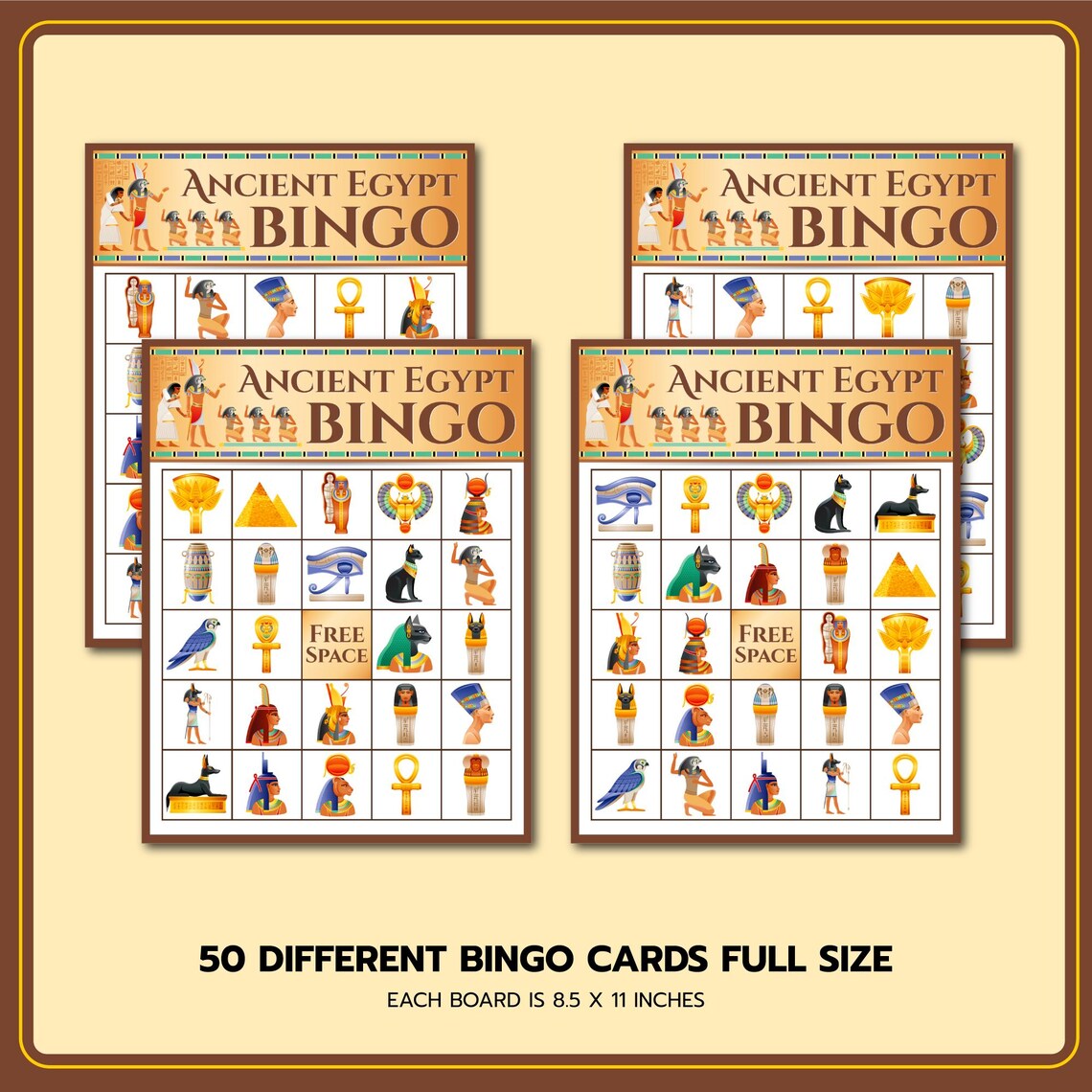Ancient Egypt Bingo & Memory Game, 2 in 1 Printable Game, 50 Printable ...