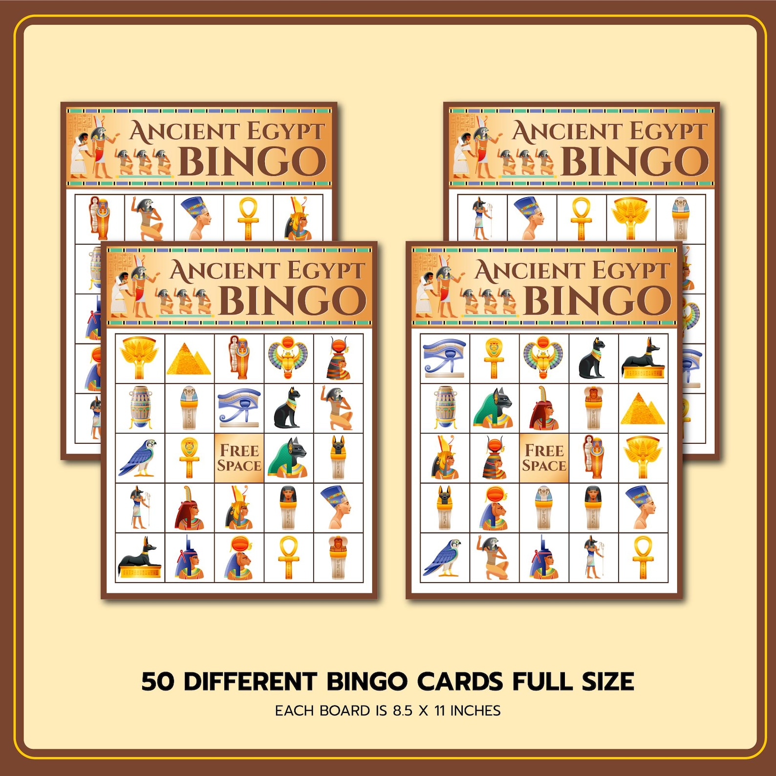 Ancient Egypt Bingo & Memory Game, 2 in 1 Printable Game, 50 Printable ...