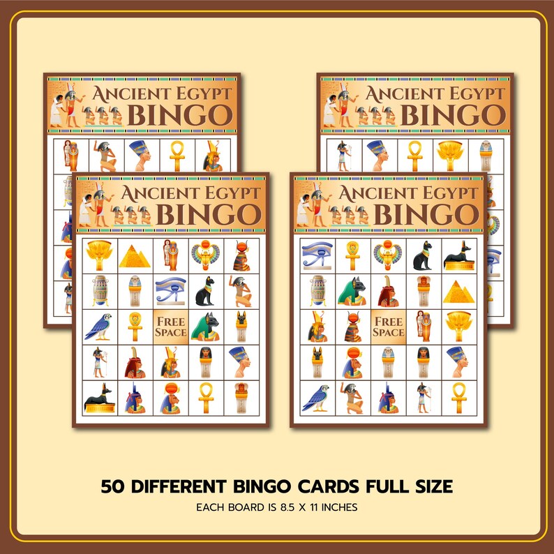 Ancient Egypt Bingo & Memory Game, 2 in 1 Printable Game, 50 Printable ...