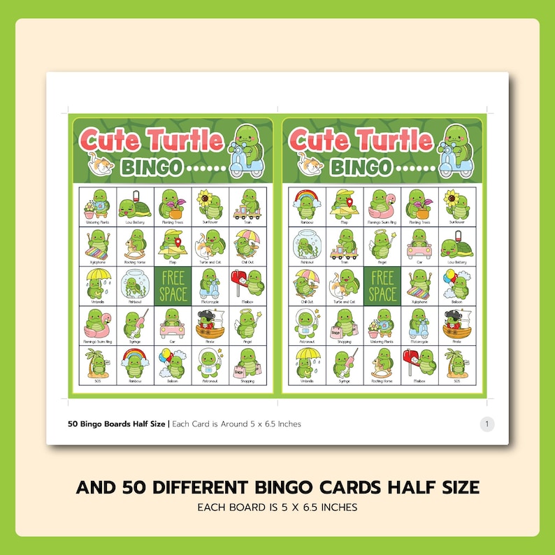 Turtle Bingo & Memory Game – Kids Printable Activity (PDF) - Etsy
