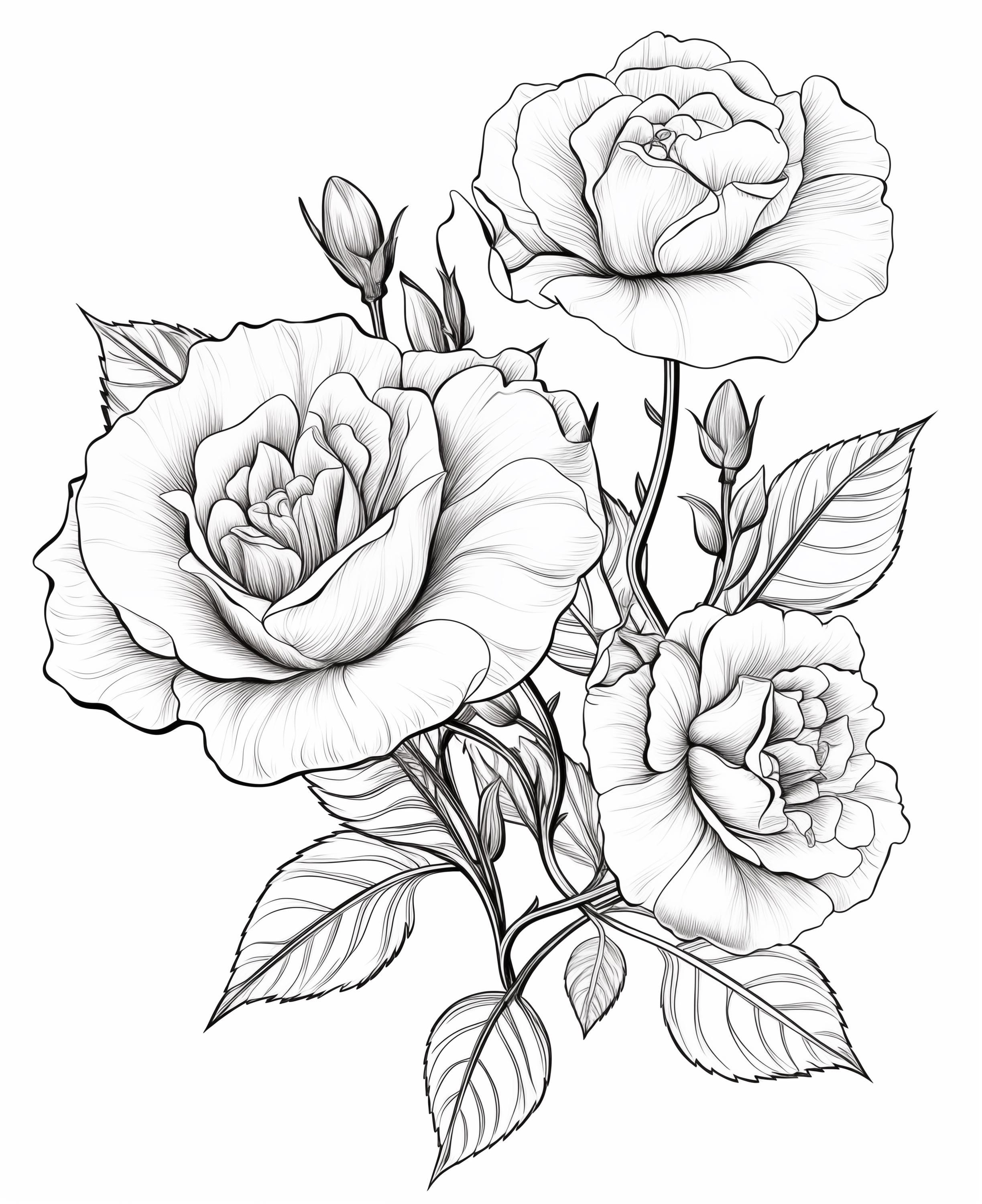 Botanical Flowers Coloring Book – 50 Printable Pages for Mindfulness ...