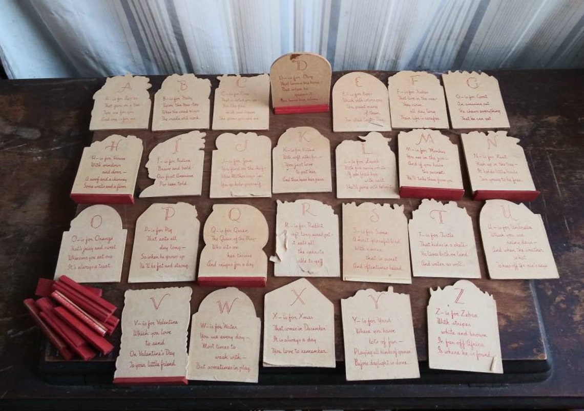 Vintage Toy Alphabet Spelling Primitive Letters Pictures Poems - Etsy