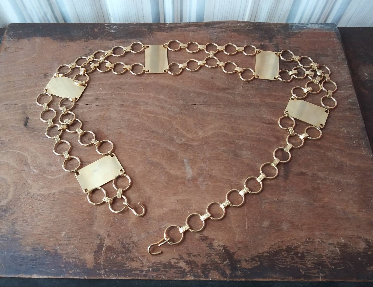 Vintage Chain Link Belt Gold Metal Circle Links W Shiny - Etsy