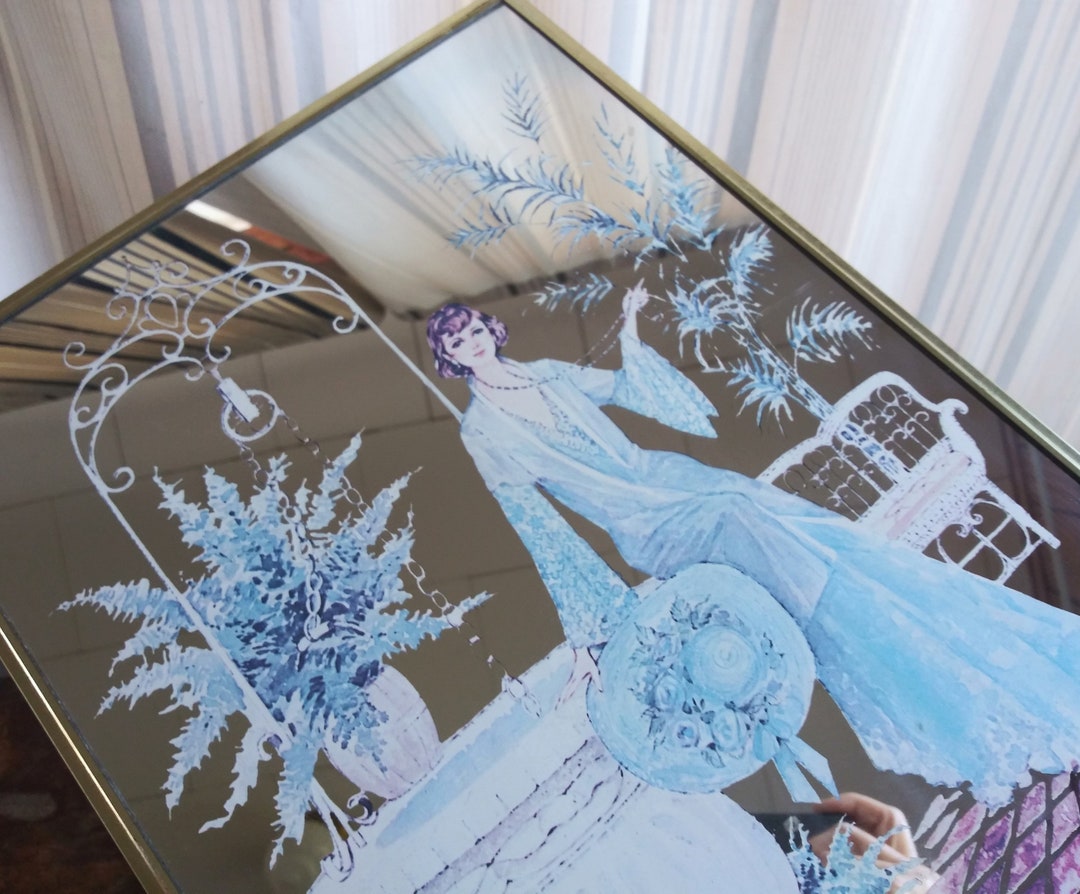 Vintage Decorative Mirror Lady Mirror Fancy 70's Home Decor Palms ...