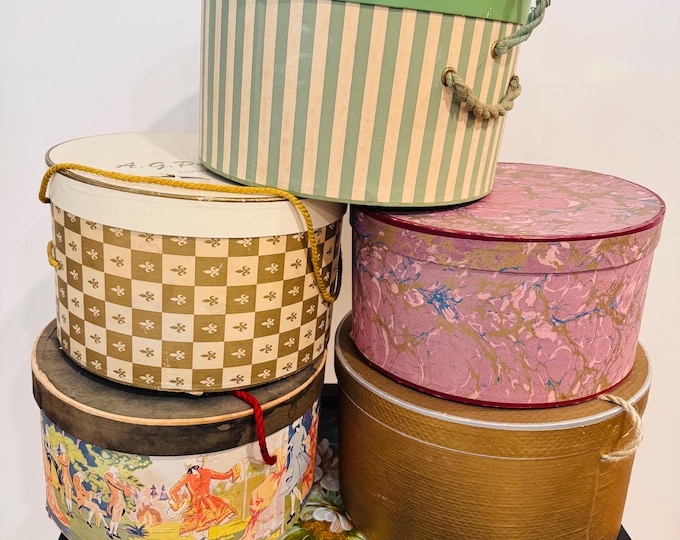 Vintage Hat Boxes Pick One Department Store Hatbox Striped Hatbox Hat ...