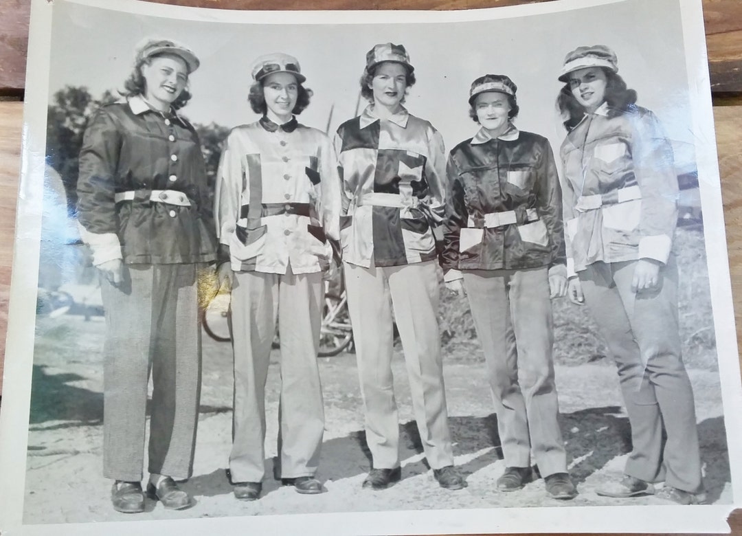 Vintage Photograph Black & White Ladies in Racing Gear 40's Mid Century ...