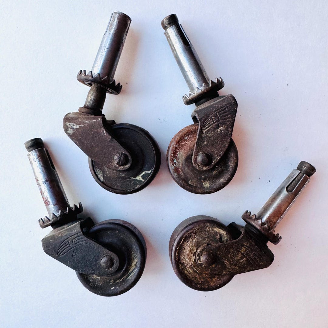 Vintage Metal Casters Furniture Wheels Grip Neck Casters Set of 4 - Etsy