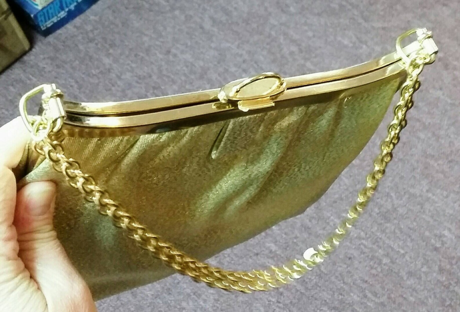 Vintage Purse Metallic Gold Glitter Sparkle and Gold Chain - Etsy
