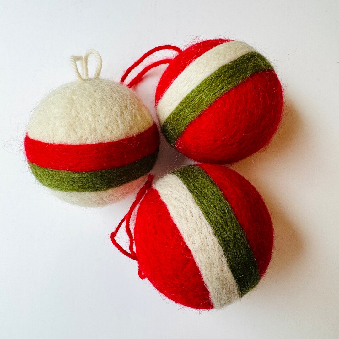 Needle Felted Ball Ornaments Set of 3 Hostess Gift Ornaments for Pet ...
