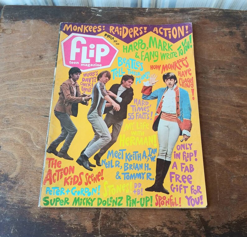 Vintage Magazine FLIP March 1967 Monkees Rolling Stones - Etsy