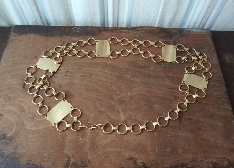 Vintage Chain Link Belt Gold Metal Circle Links W Shiny - Etsy
