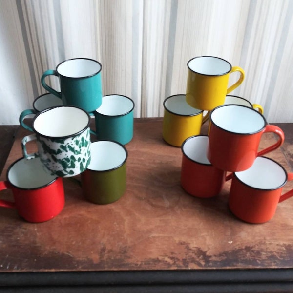 Vintage Enamel Mugs - Etsy