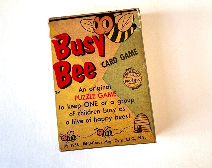 Vintage Busy Bee Card Game Puzzle Game 1958 36 Cards Educards Kids Card ...