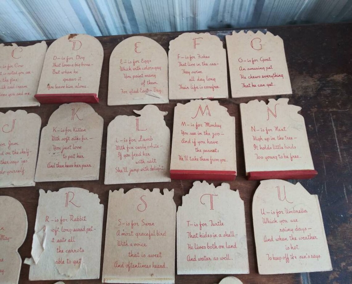 Vintage Toy Alphabet Spelling Primitive Letters Pictures Poems - Etsy