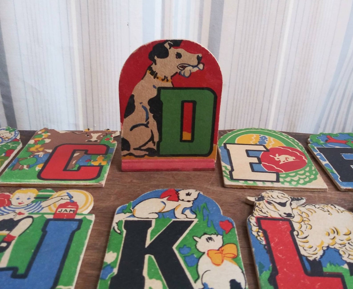 Vintage Toy Alphabet Spelling Primitive Letters Pictures Poems - Etsy