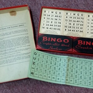 Vintage Bingo Game Red & Black Box W Textured Board No 3155 J Pressman ...