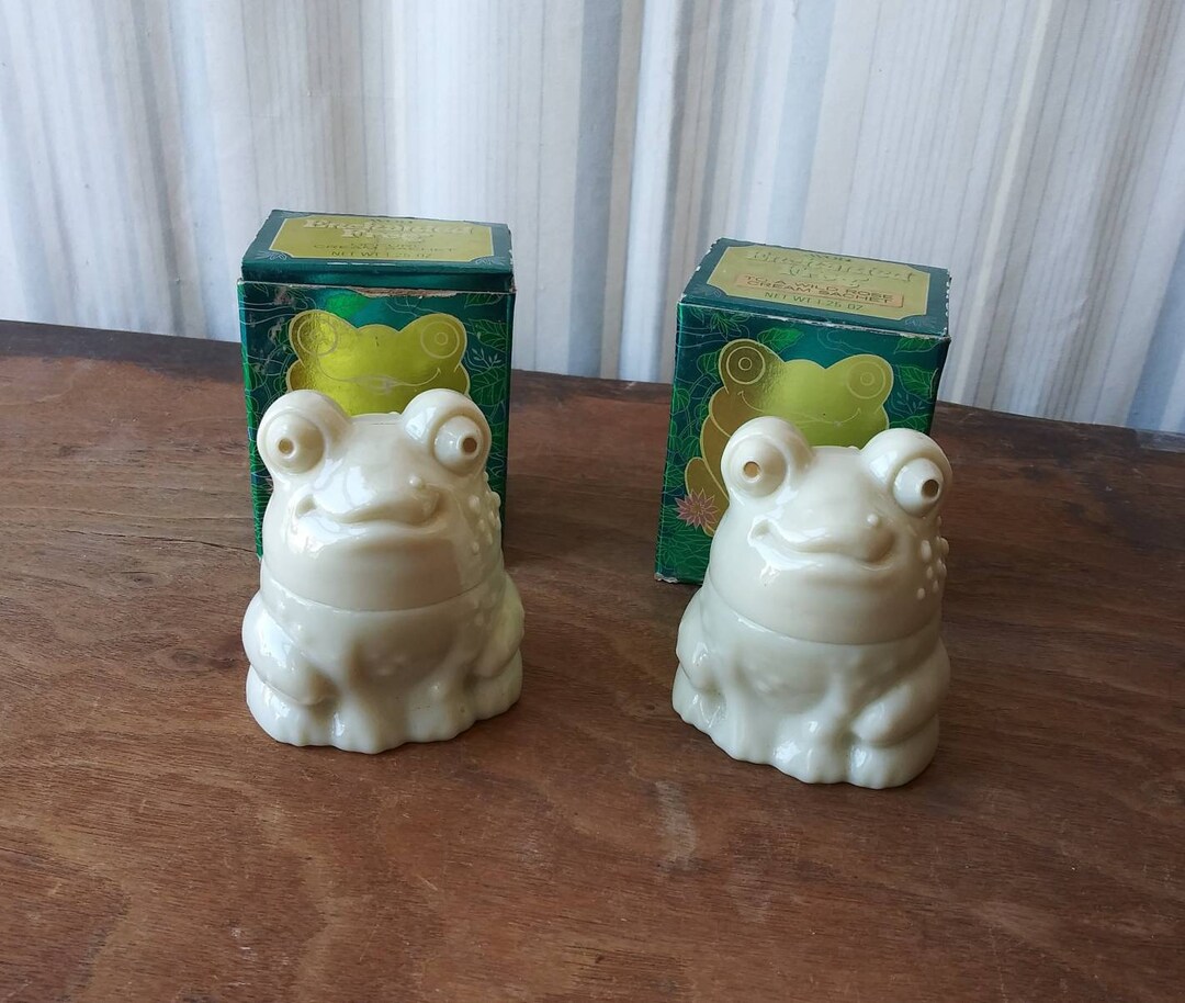 Choose One Vintage Enchanted Frog Cream Sachet Bottle 1973 Milk Glass ...