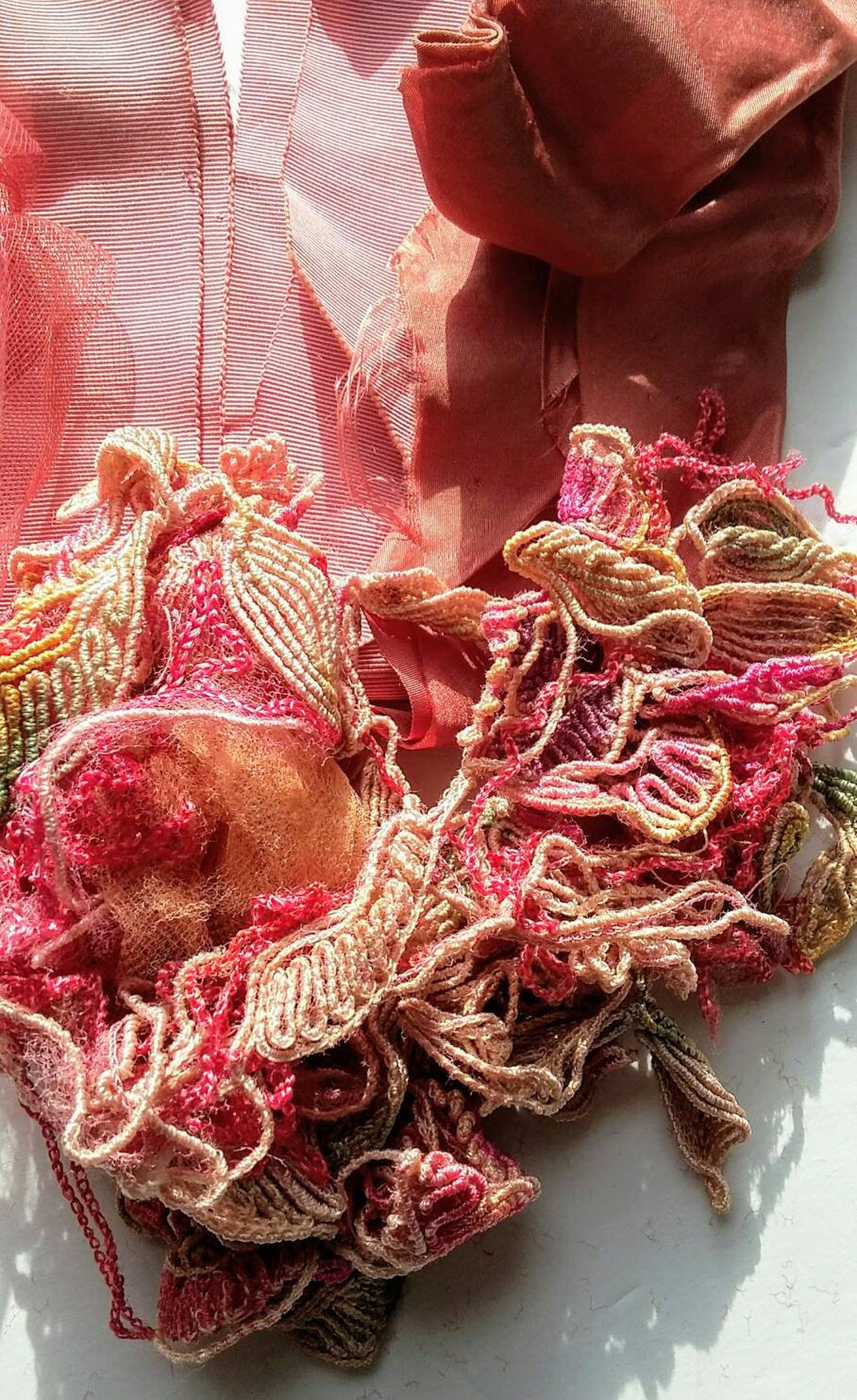 Vintage Embellishments Rose Pink Ribbons Tulle Ribbon and Lace | Etsy