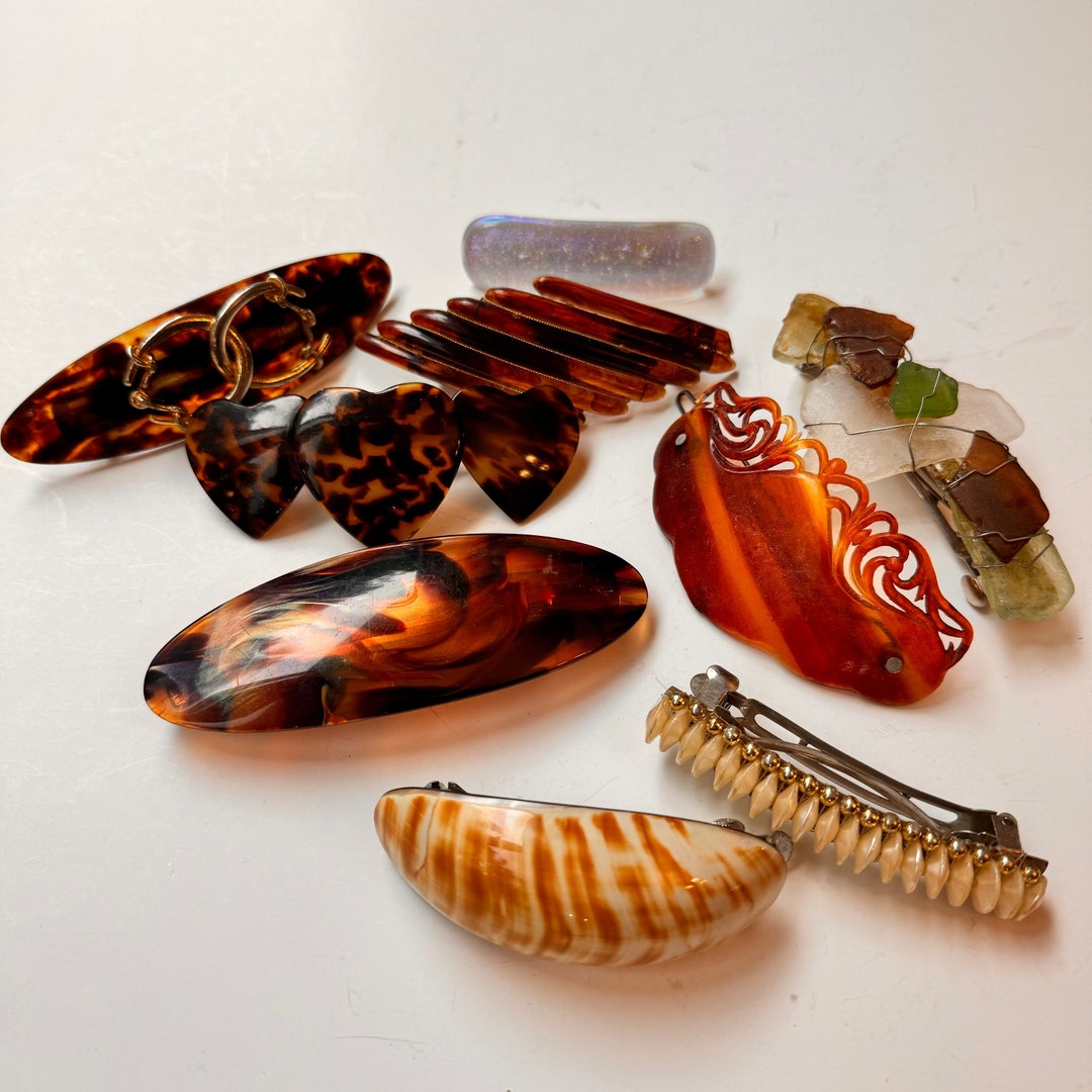 Vintage French Barrette Curved Made in France Shell Barrette Contour ...