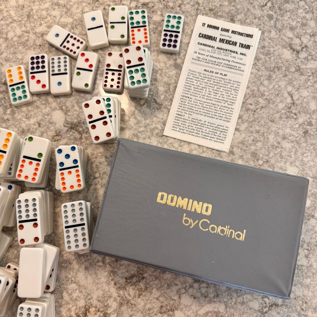 Vintage Dominoes by Cardinal 91 Piece Set Double-12 Mexican Train 91 ...