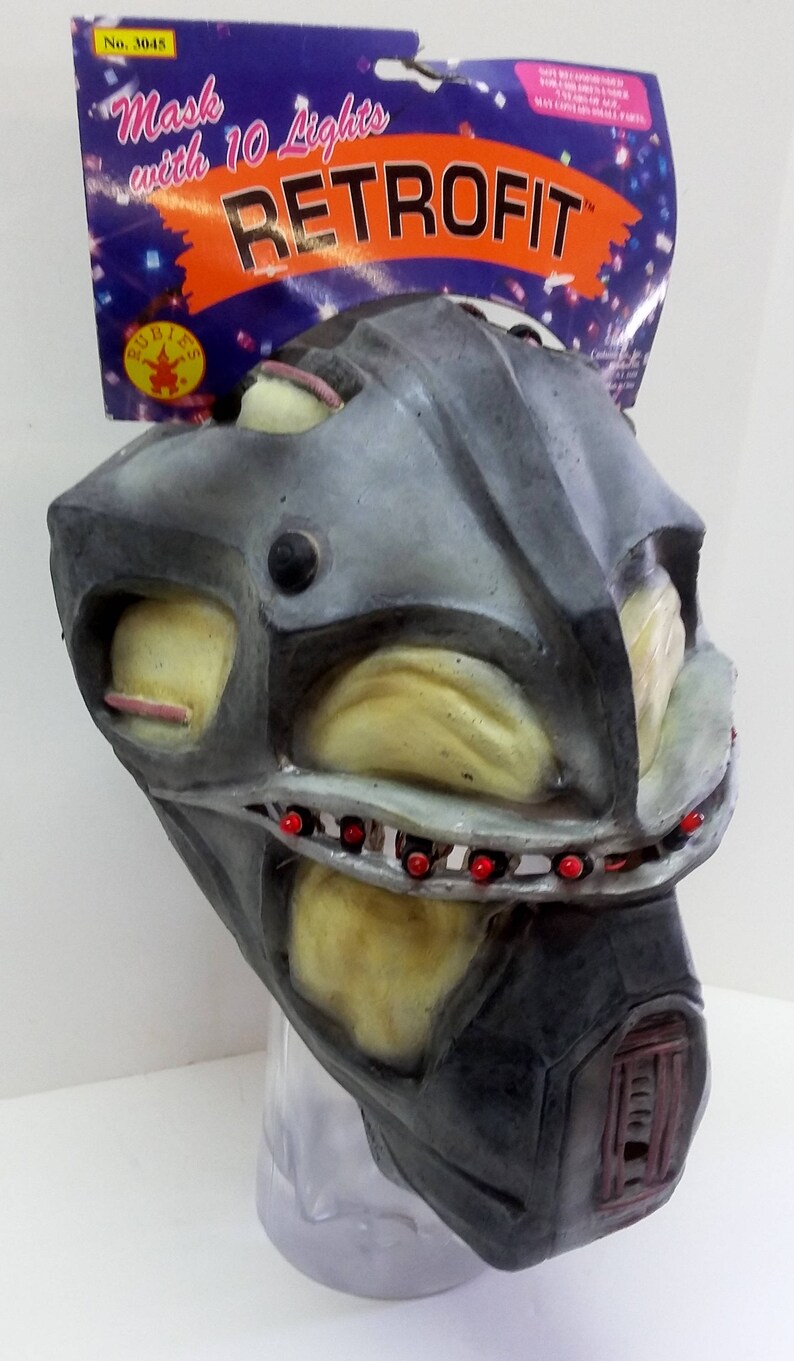 Vintage Halloween Mask Light up Cyborg Alien Commander | Etsy