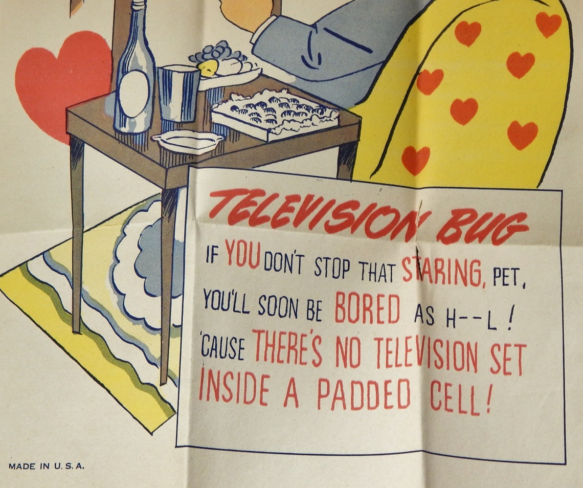 Vintage Ephemera Vinegar Valentine Television Bug 50's Mid - Etsy