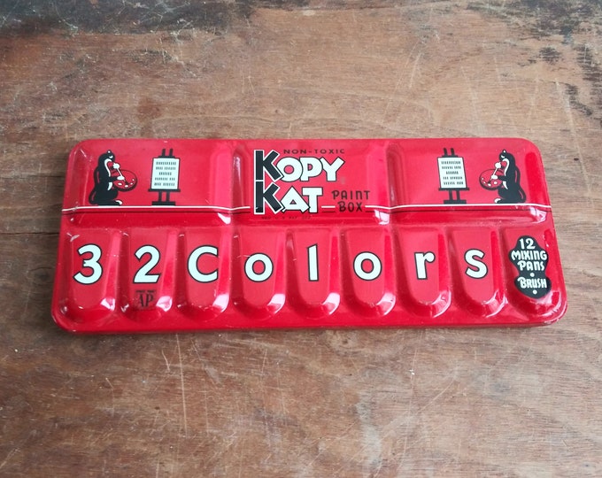 Vintage Paint Palette Kopy Kat Paint Box 32 Colors 12 Mixing Pans 30's ...
