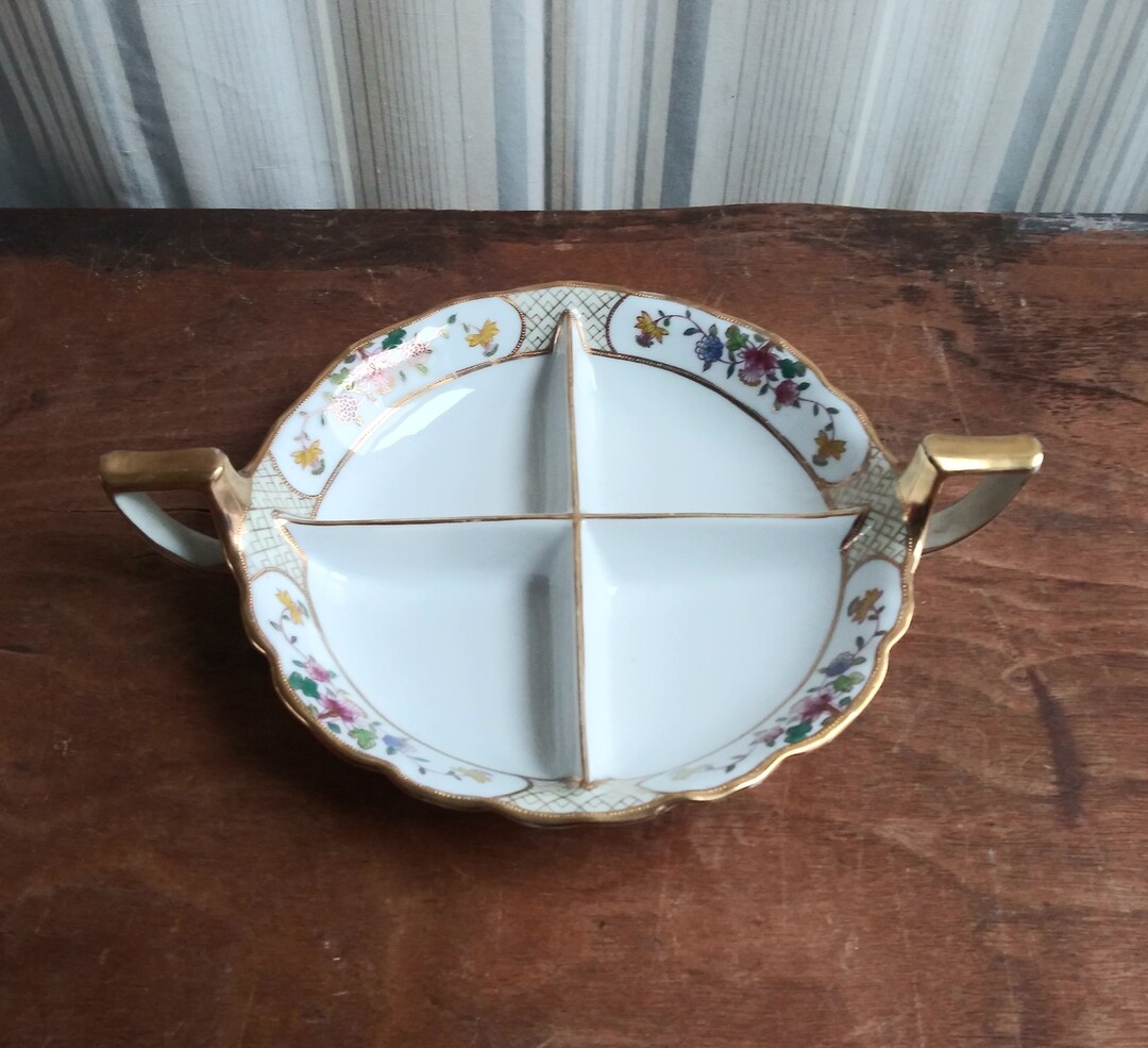 Vintage Divided Dish Hand Painted Nippon Quartered Tray Tid Bit Serving ...