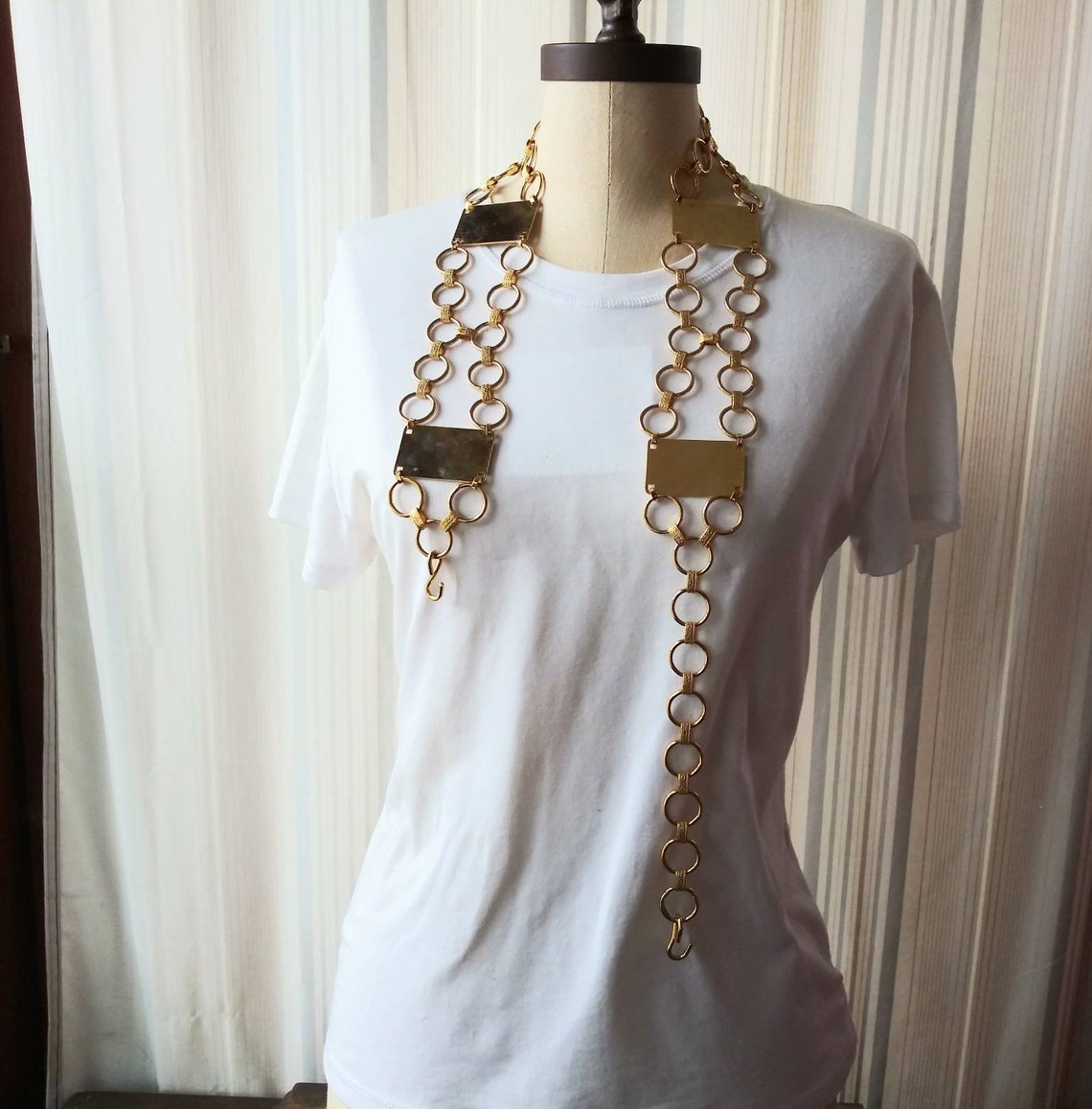 Vintage Chain Link Belt Gold Metal Circle Links W Shiny - Etsy