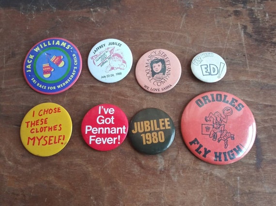 Pick Your Favorite From Assorted Vintage Pinback Butt Gem
