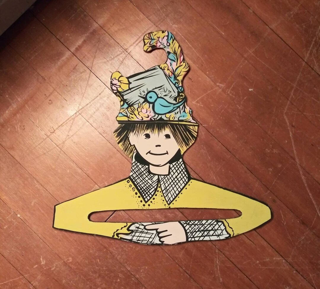 Vintage Hanger Painted Clothes Hanger Shop Decor Flowered Hat W Feather ...