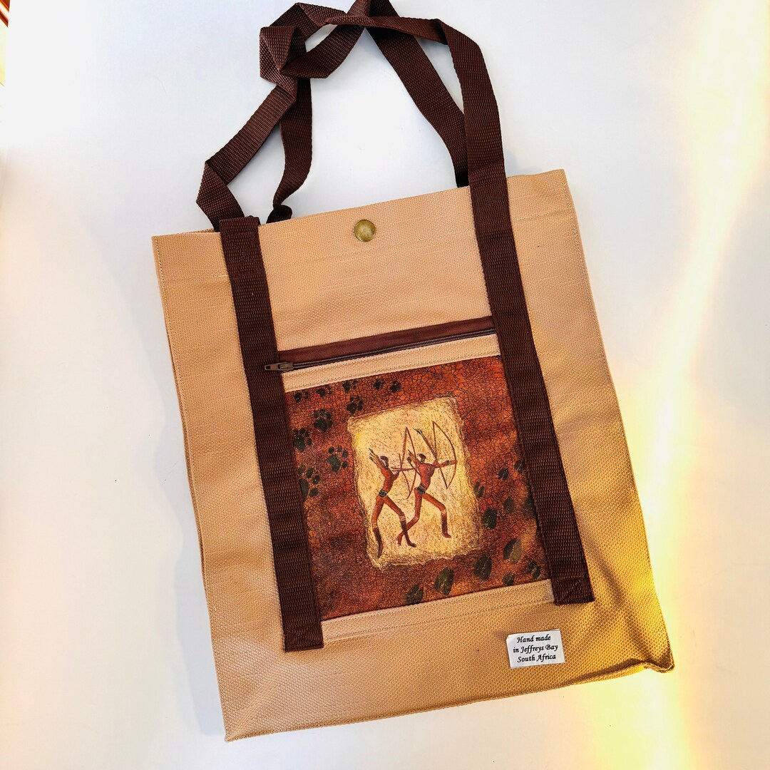 Vintage Tote Bag South African Hand Made Jeffreys Bay Tan Archery Book ...