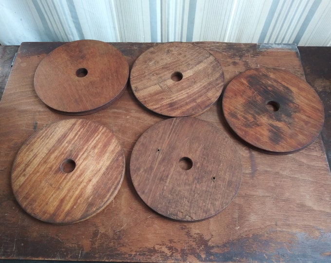 Vintage Industrial Spool Flat Wood Spool Rustic Wooden Spool Factory ...
