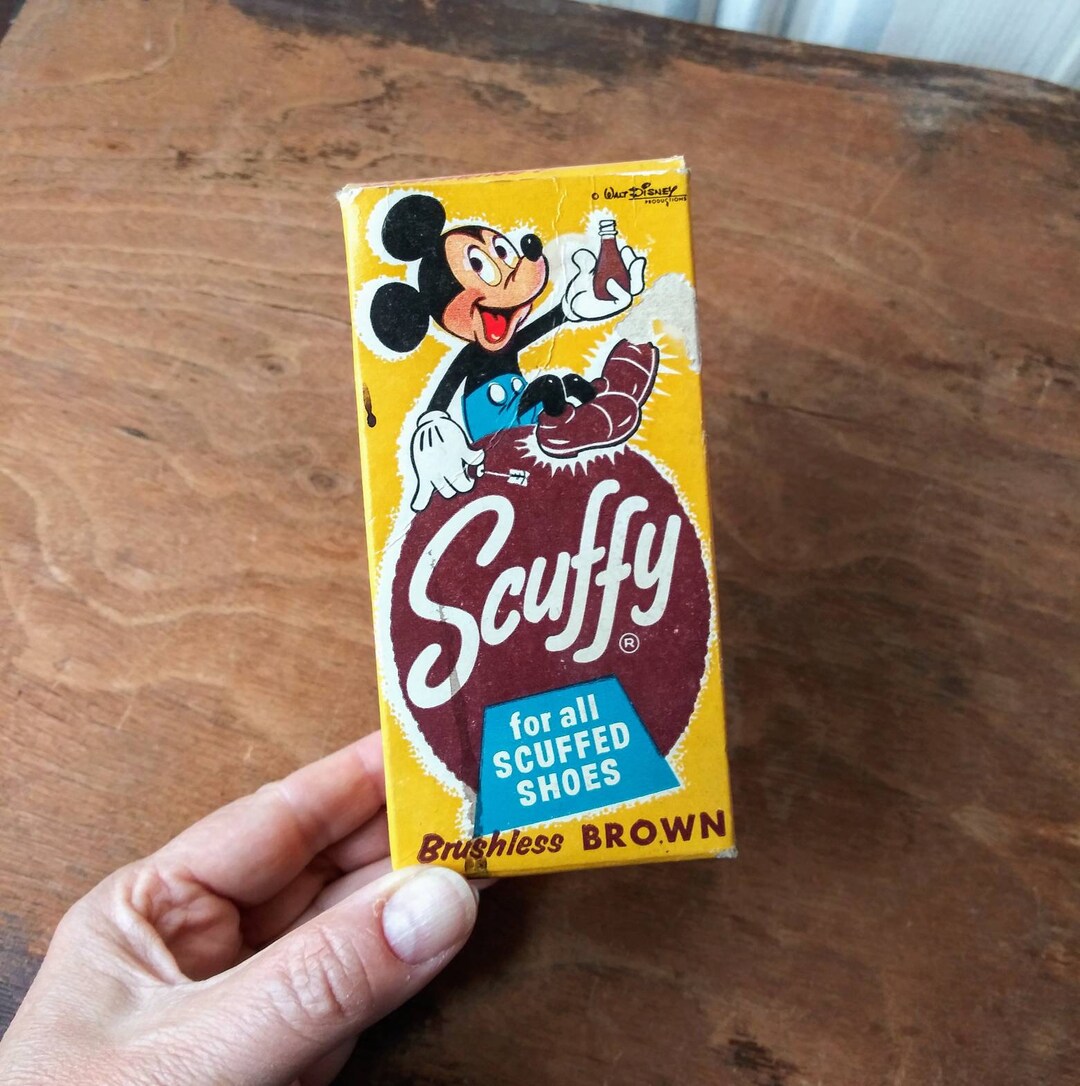 Vintage Scuffy Bottle With Disney Graphic Box Quintone Shoe Polish 50's ...