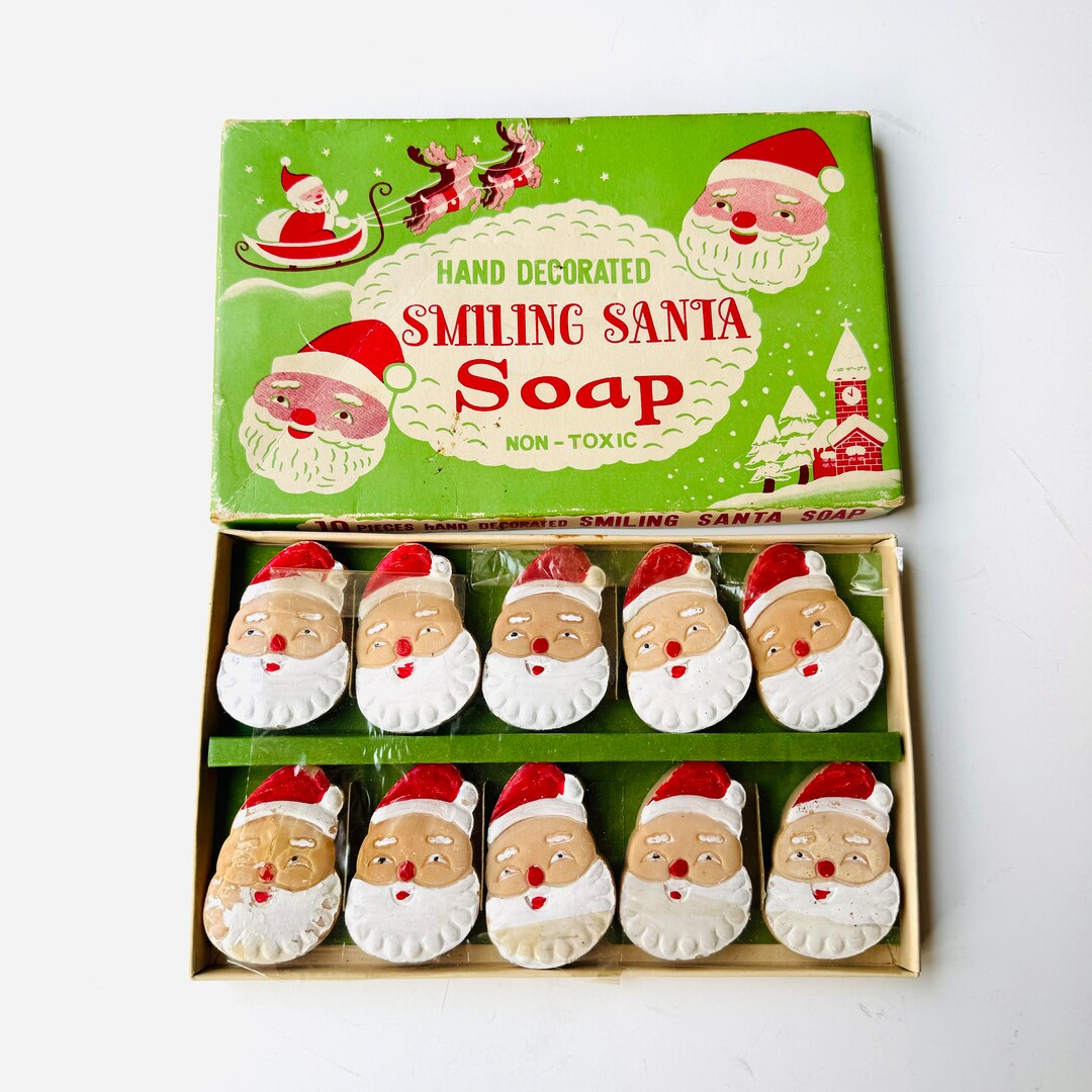 Vintage Smiling Santa Soaps Set of 10 Original Box Christmas Soaps ...