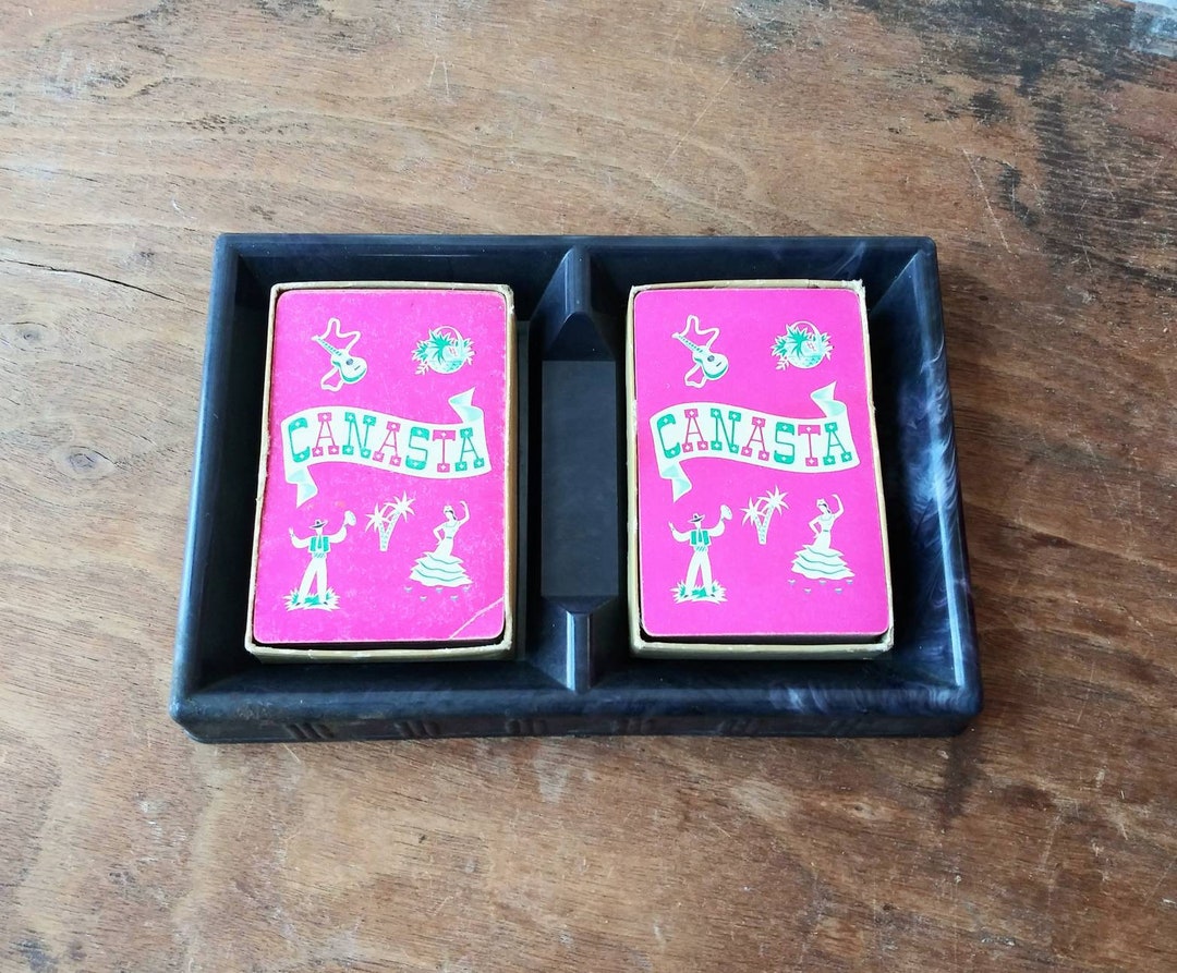 Vintage Canasta Double Deck Set of Playing Cards No. 66 Hot Pink & Aqua ...