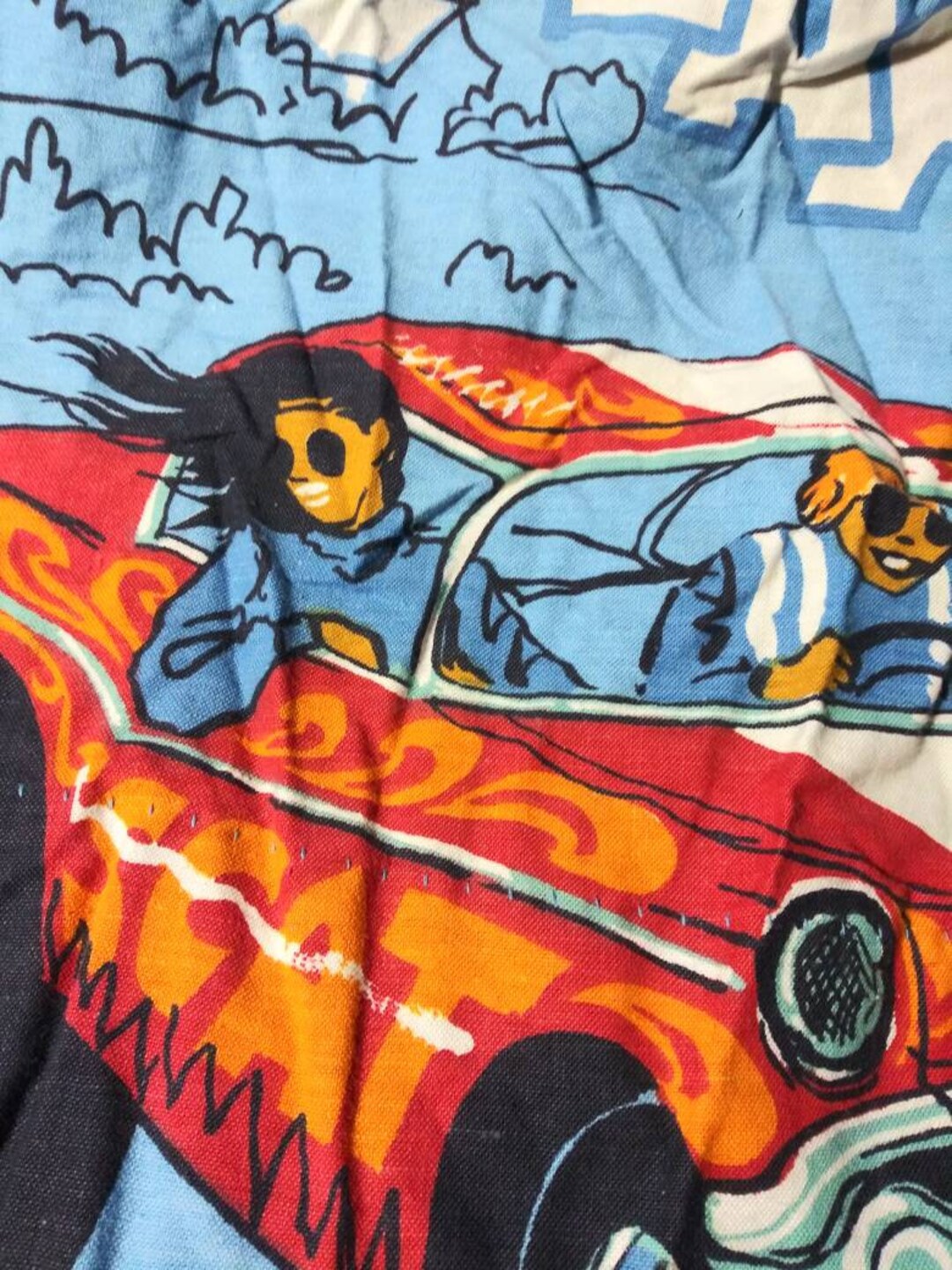Groovy Vintage Curtain Panels Tuff Screamer Wheels Hot Rod Dune Buggy ...