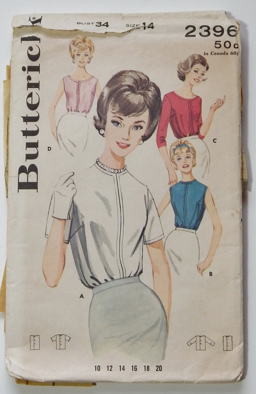 Vintage Pattern Butterick Sewing 2396 Misses Back Buttoned - Etsy