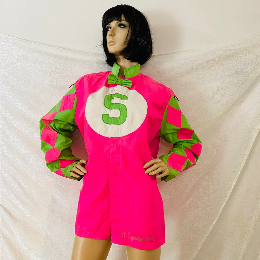 Vintage Pink Jockey Jacket Letter S Harlequin Diamond Pattern - Etsy