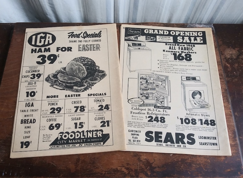 Vintage 1967 Gardner MA Newspapers, Mid-century Advertising Ephemera - Etsy