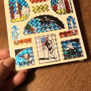Vintage NASA Holographic Prism Stick Ons Stickers Space Port USA 70's ...