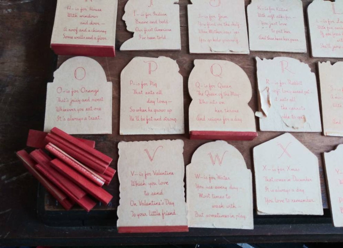 Vintage Toy Alphabet Spelling Primitive Letters Pictures Poems - Etsy