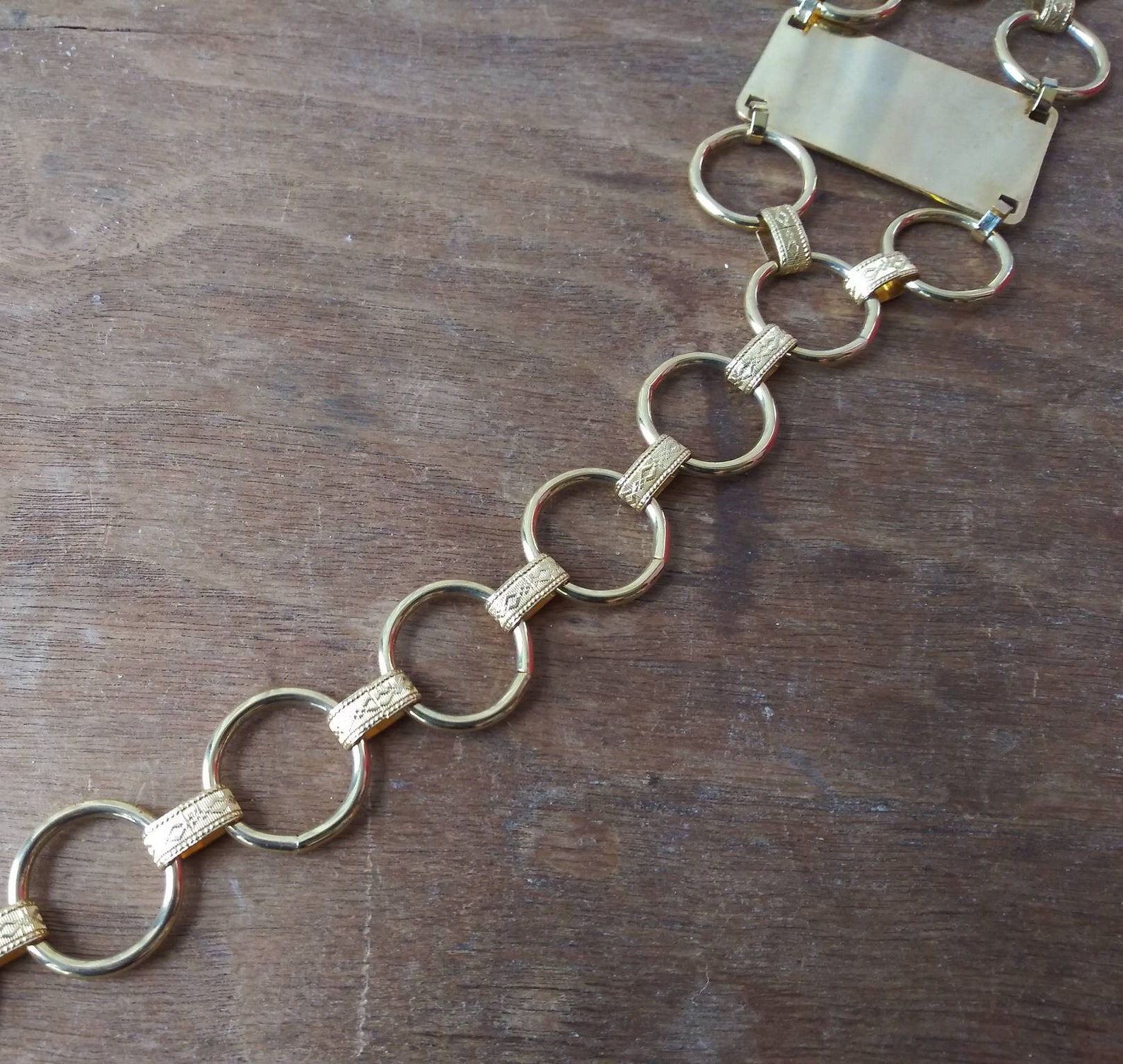 Vintage Chain Link Belt Gold Metal Circle Links W Shiny - Etsy