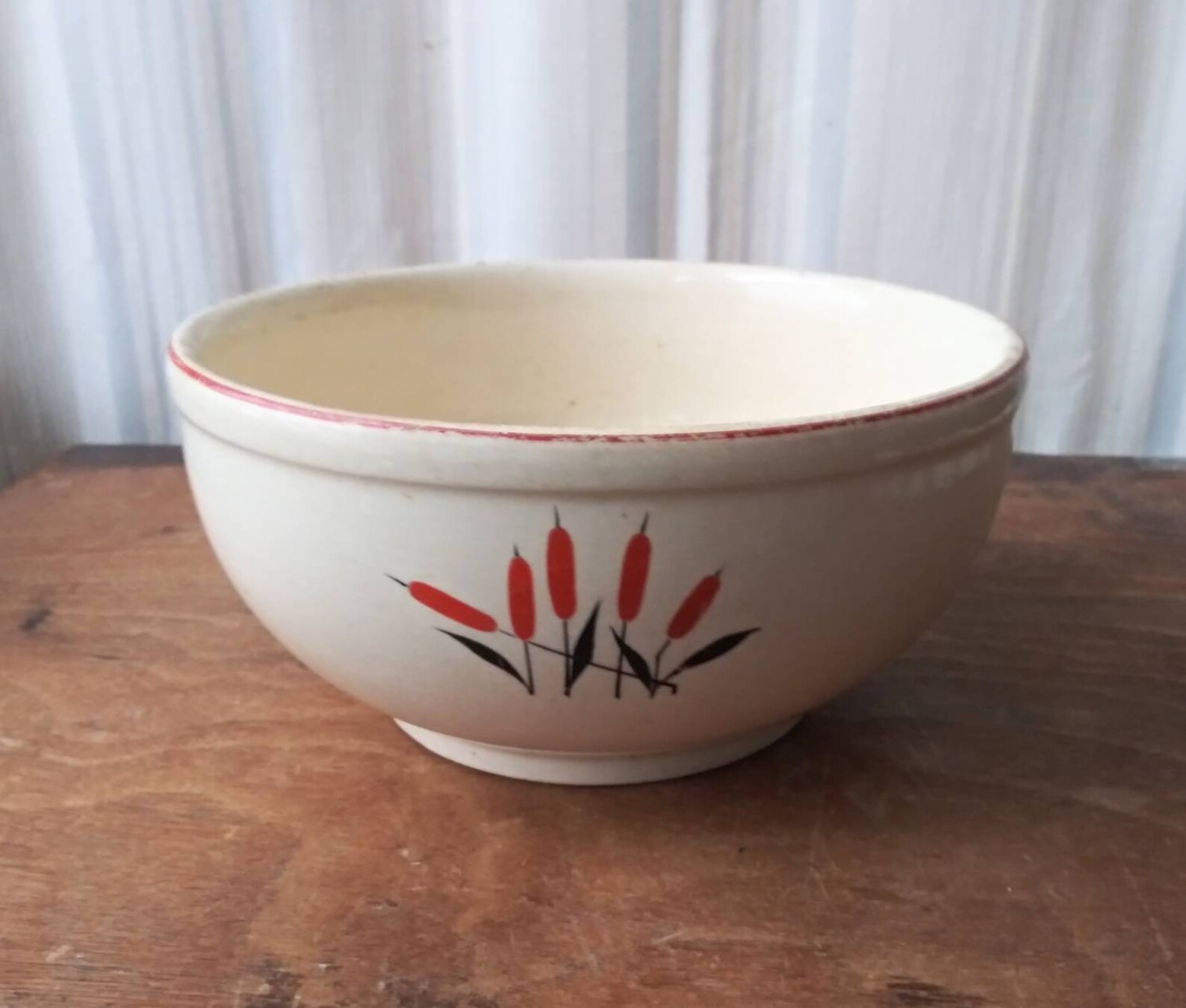 Vintage Bowl Universal Cambridge Pottery Orange Cattails Cat - Etsy