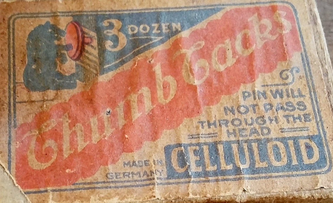 Vintage Packaging Celluloid Thumb Tack Box Made in Germany - Etsy