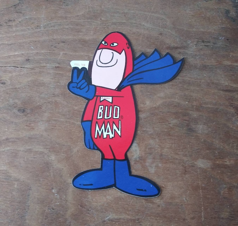 Vintage Bud Man Vinyl Sticker, 1970s Anheuser-busch Superhero Decal - Etsy