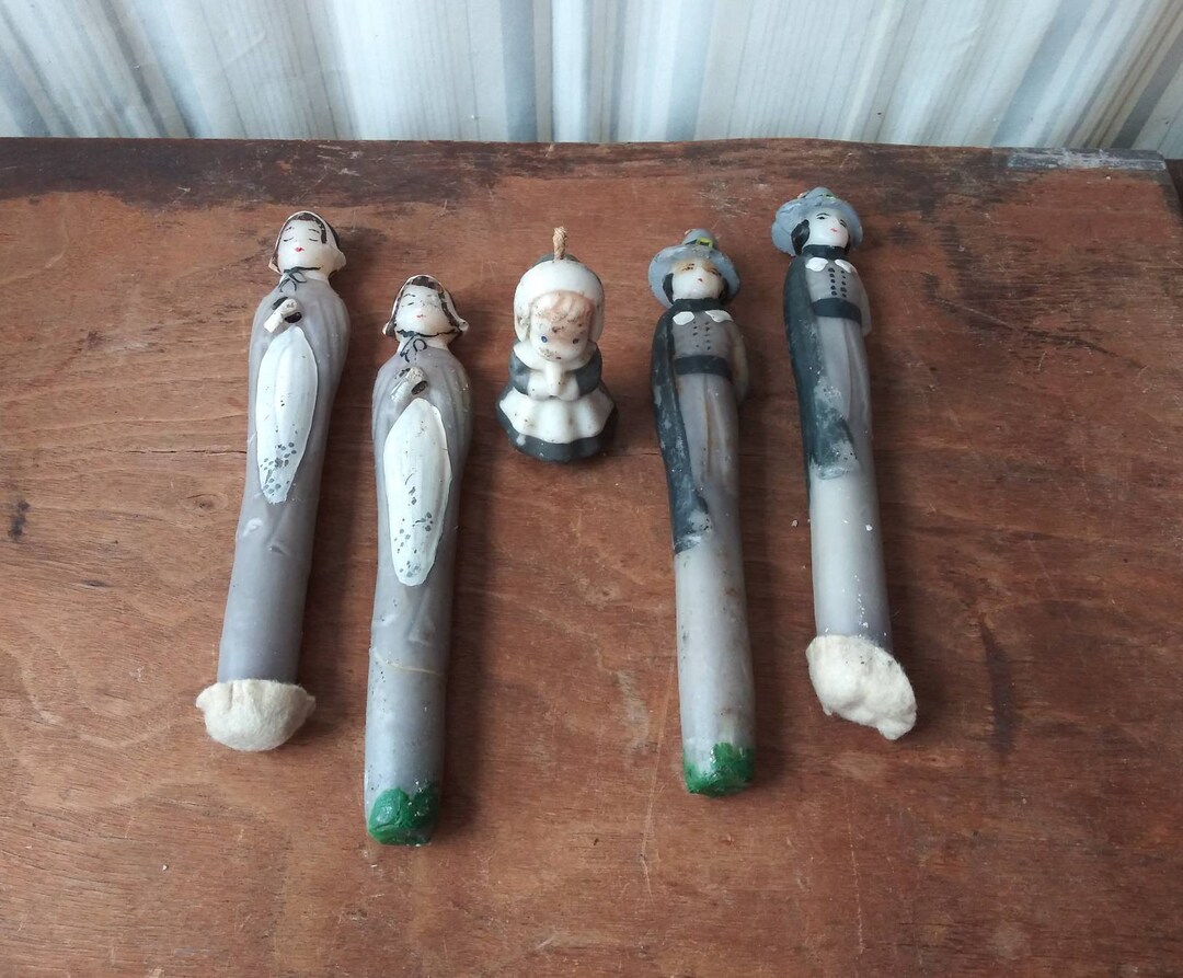 Vintage Thanksgiving Candle Choose From Pilgrim Girl Shorty Pilgrim Man ...