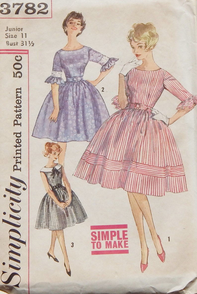 Vintage Pattern Simplicity Sewing 3782 Junior One Piece Dress - Etsy
